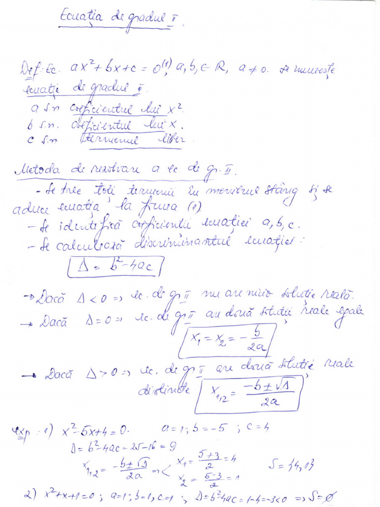 Ecuatia de Gradul II | PDF
