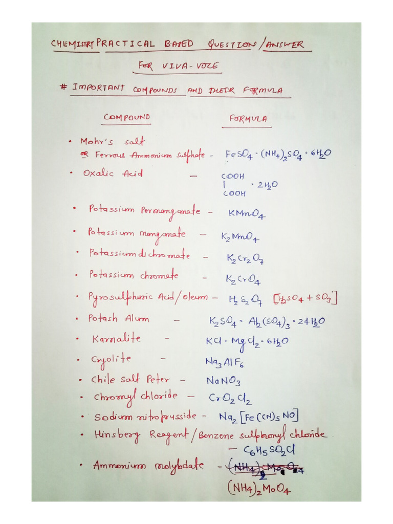 Chemistry Practical Viva Questions | PDF