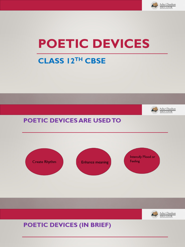 Poetic Devices for Class 12 Analysis | PDF