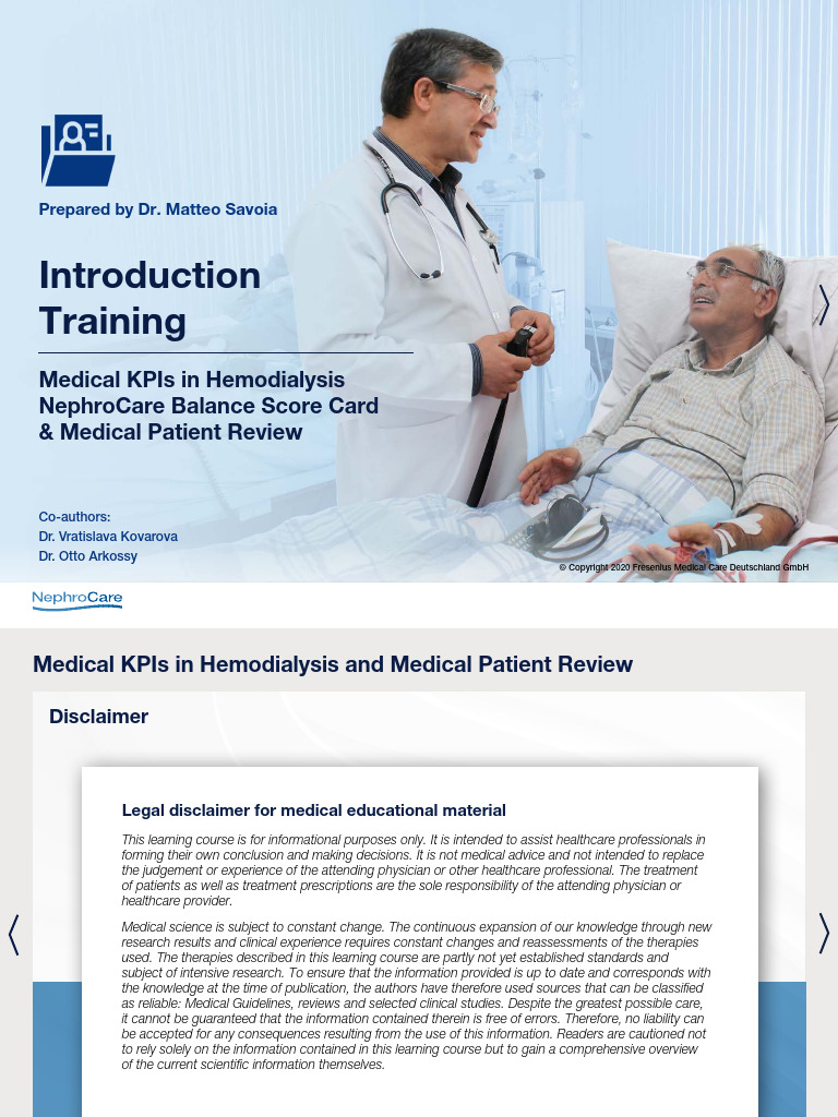 Training: Medical Kpis in Hemodialysis Nephrocare Balance Score Card ...