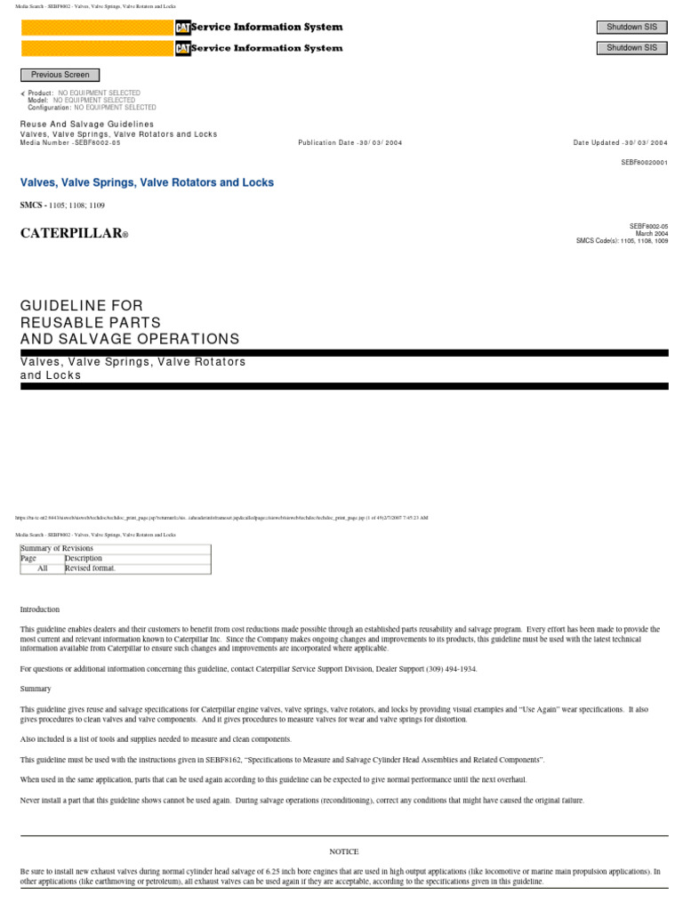 SEBF8002 - Valves, Valve Springs, Valve Rotators and Locks | PDF