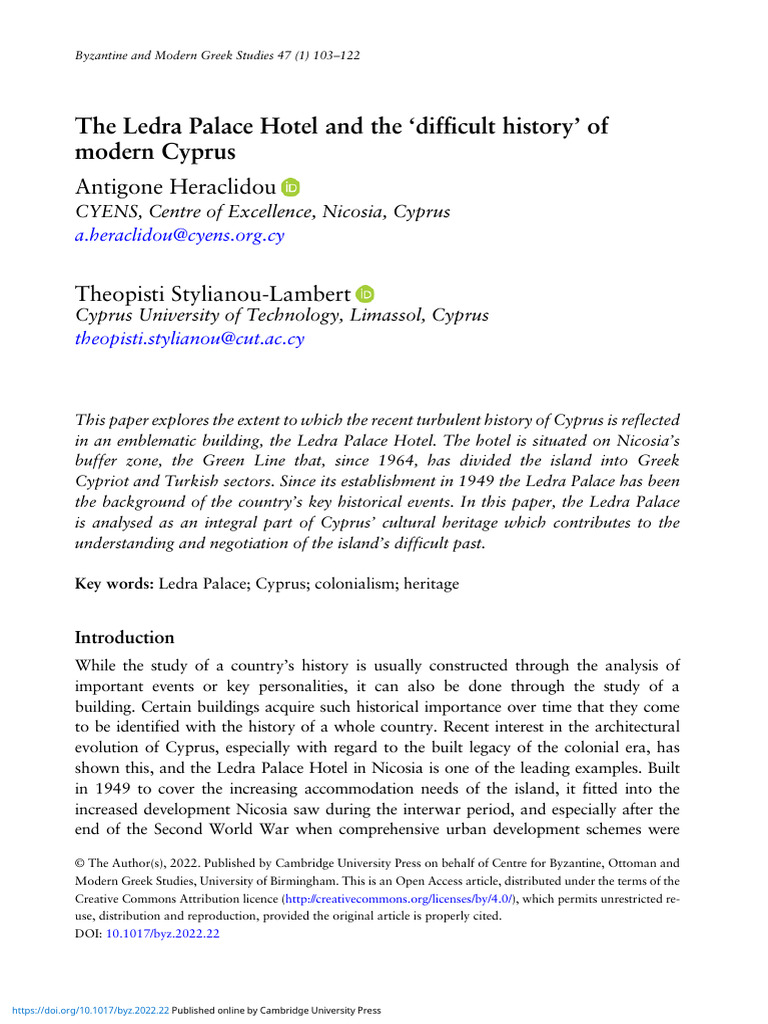 Ledra Palace Hotel and The Difficult History of Modern Cyprus | PDF ...