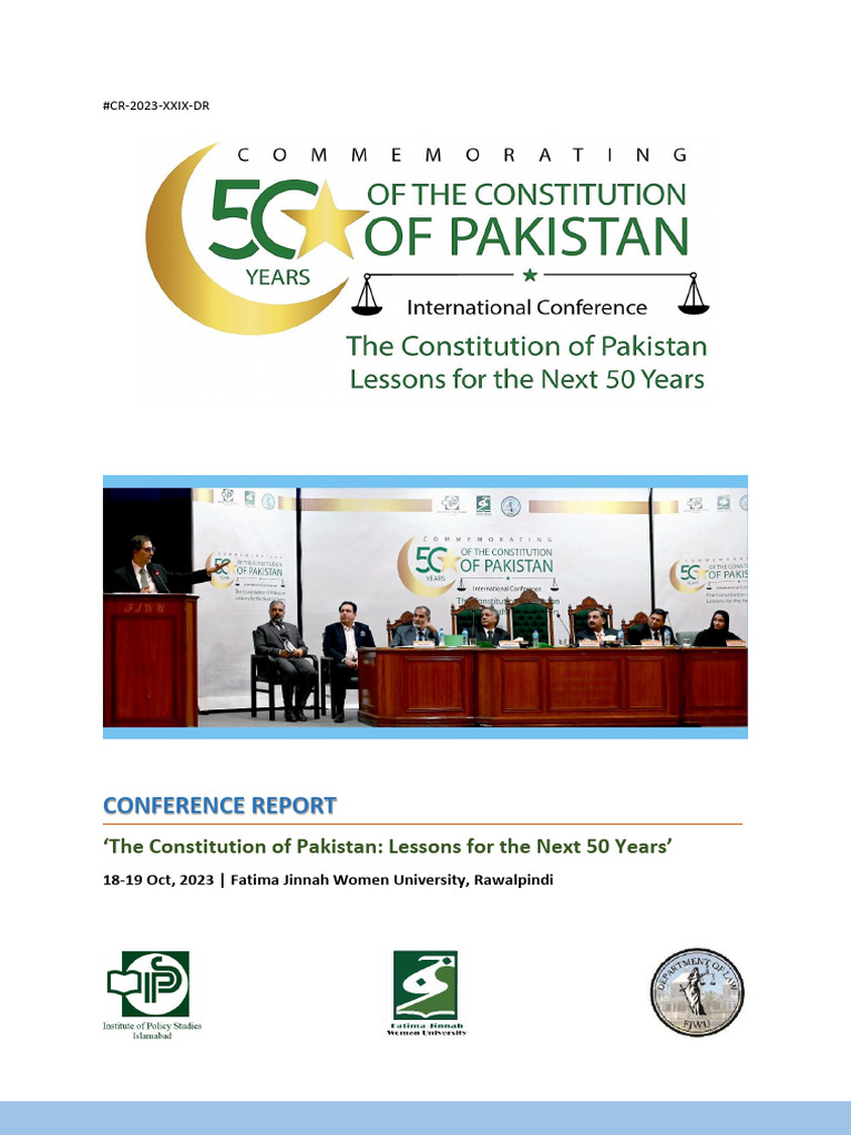 Commemorating 50 Years of The Constitution of Pakistan: Lessons For The ...