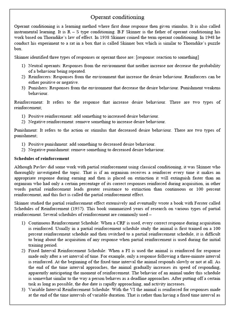 Operant Conditioning | PDF
