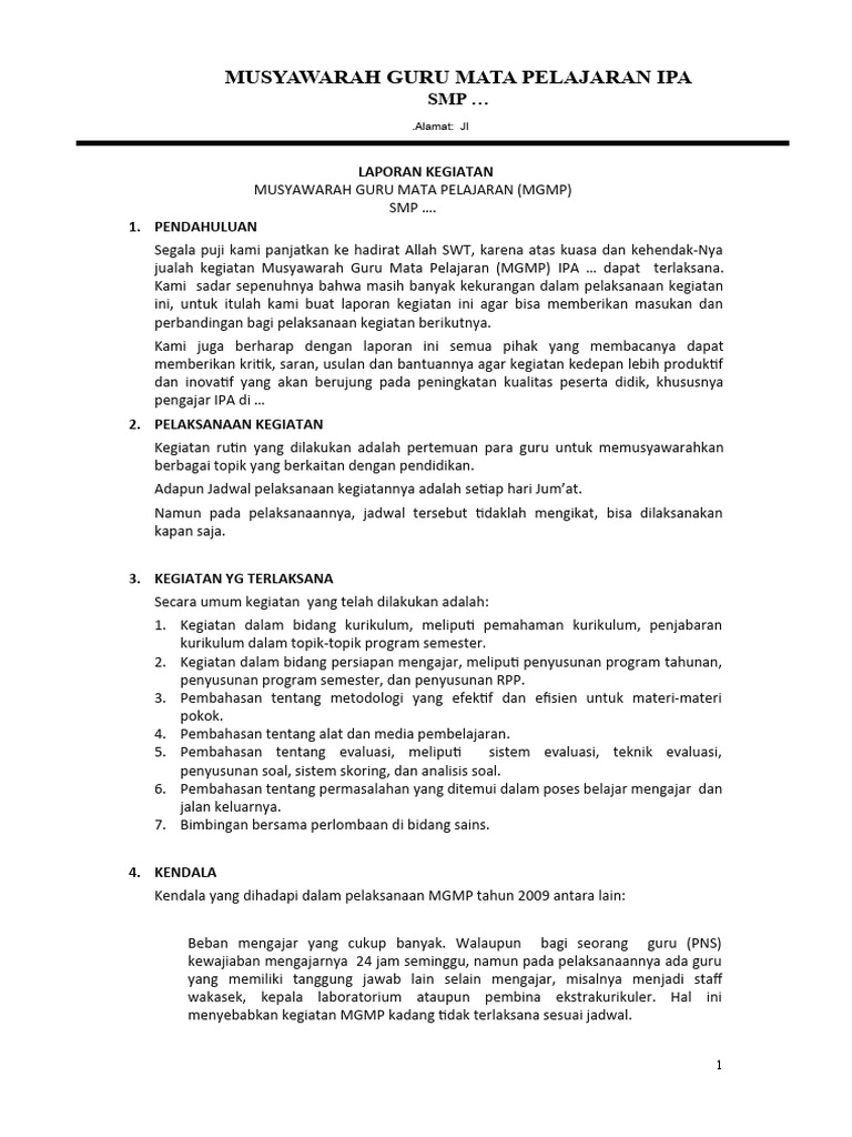 Laporan MGMP IPA Upload | PDF | Karier & Perkembangan