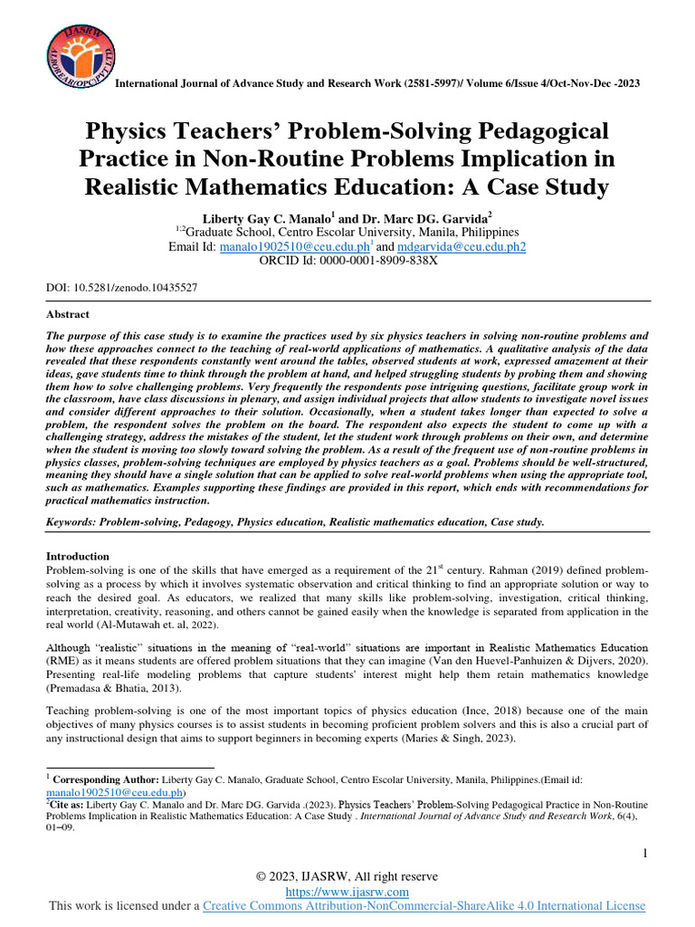 Physics Teachers' Problem-Solving Pedagogical Practice in Non-Routine ...
