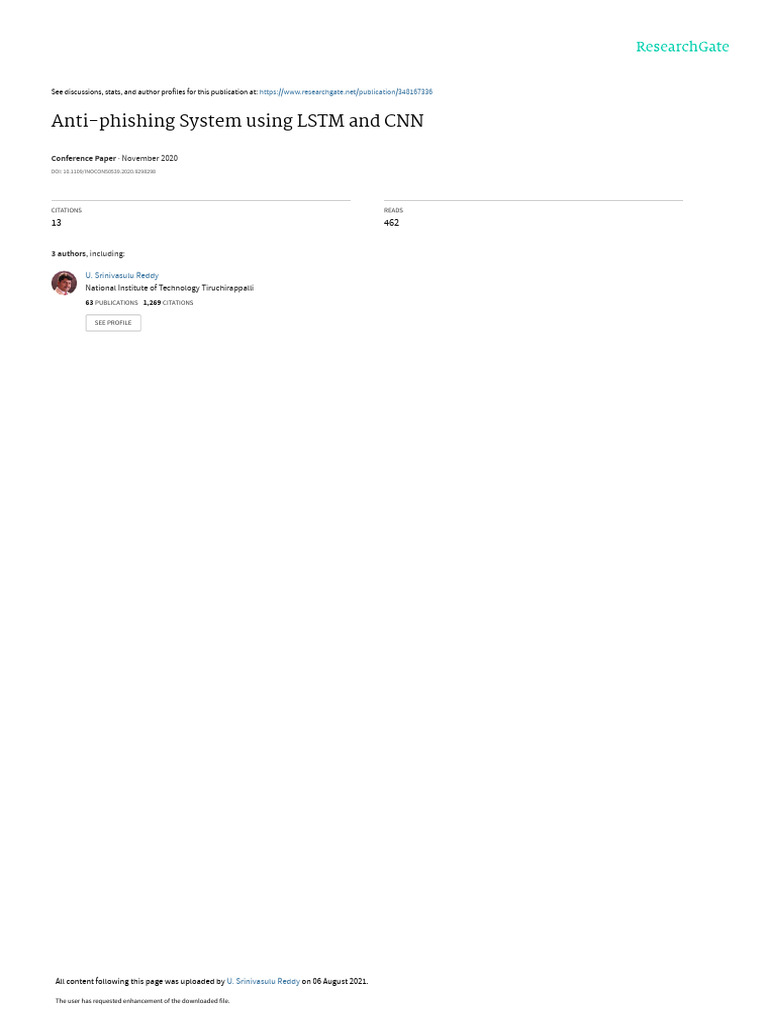 Anti Phishing System Using Lstm And Cnn Pdf Artificial Intelligence