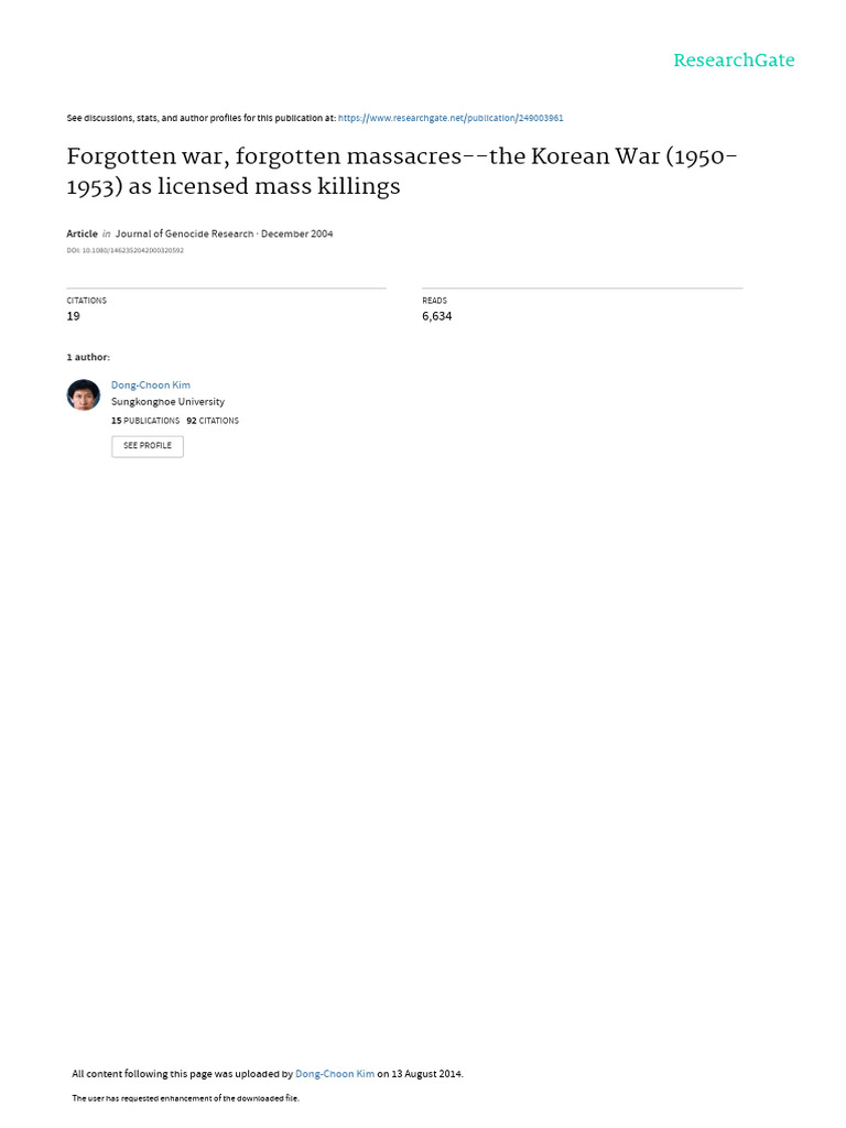 Forgotten War Forgotten Massacres - The Korean War | PDF | Korean War ...