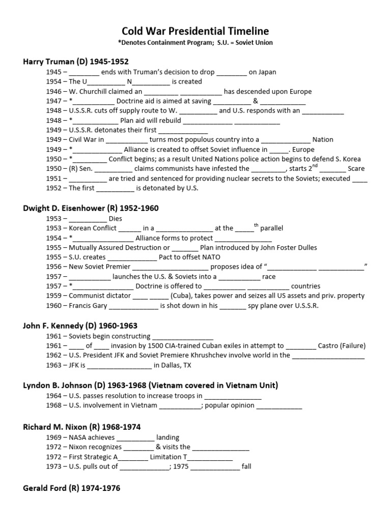 Cold War Presidential Timeline Handout-1 | PDF