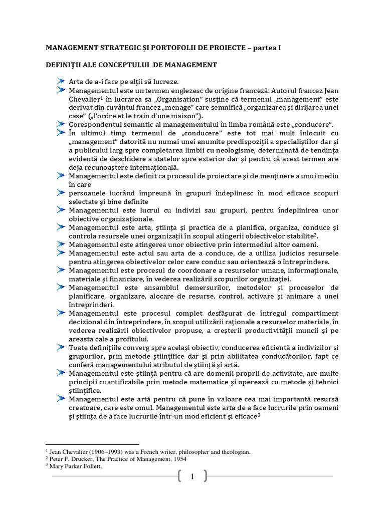 Management Strategic Și Portofolii de Proiecte - Partea I Definiţii Ale Conceptului de ...