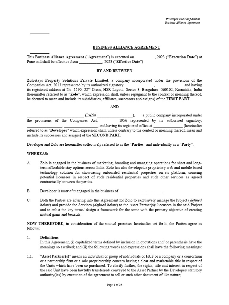 Business Alliance Agreement | PDF