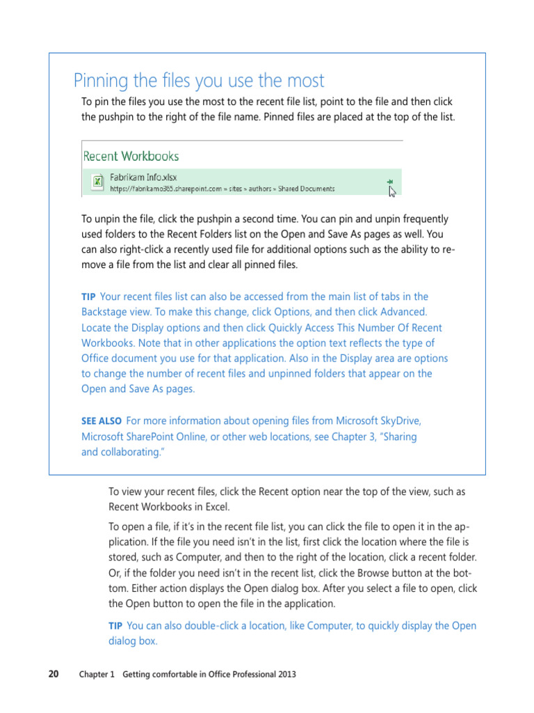 Pinning The Files You Use The Most: Chapter 1 Getting Comfortable in ...