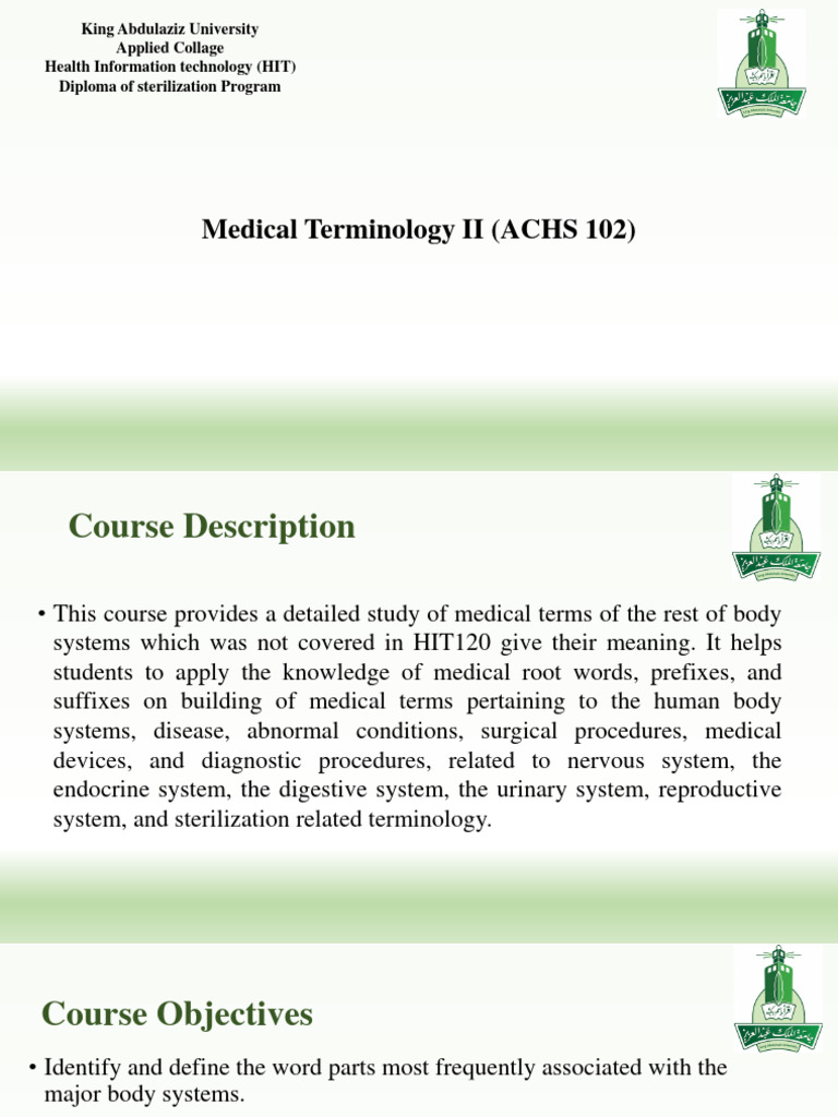 Medical Terminology II Course Overview | PDF | Word | Medicine