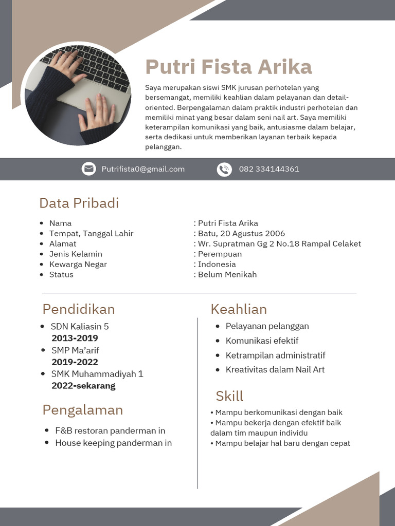 Putih Dan Abu Abu Sederhana Modern CV Lulusan Baru Resume-2 | PDF