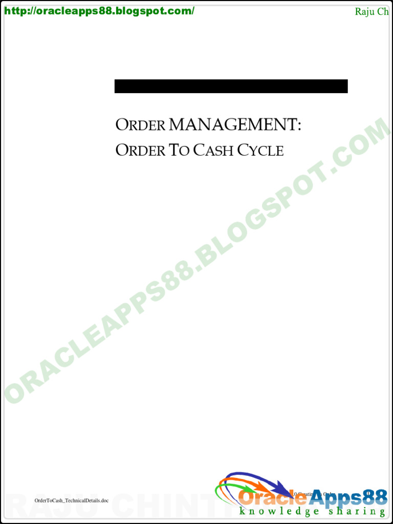 Order to Cash Cycle Overview | PDF
