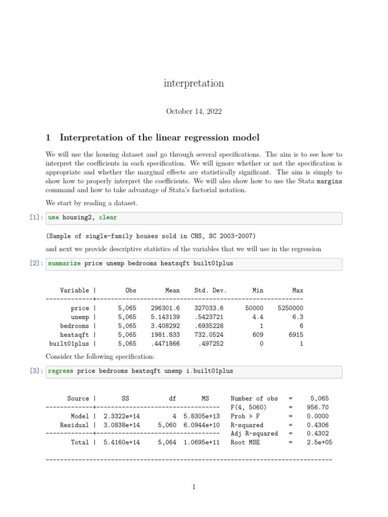 Interpretation | PDF | Coefficient Of Determination | Errors And Residuals
