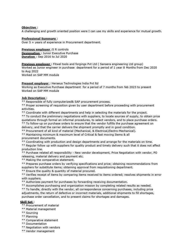 Naukri ARUNKUMARP (5y 9m) | PDF | Procurement | Business