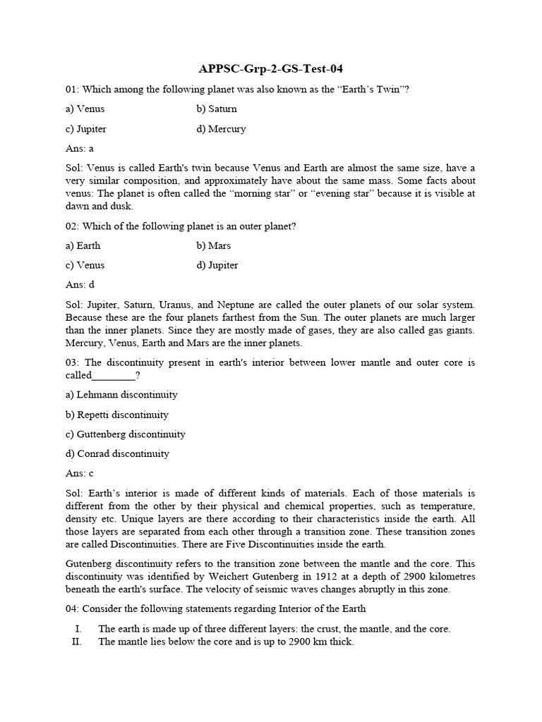 APPSC GRP 2 GS Test 04 | PDF