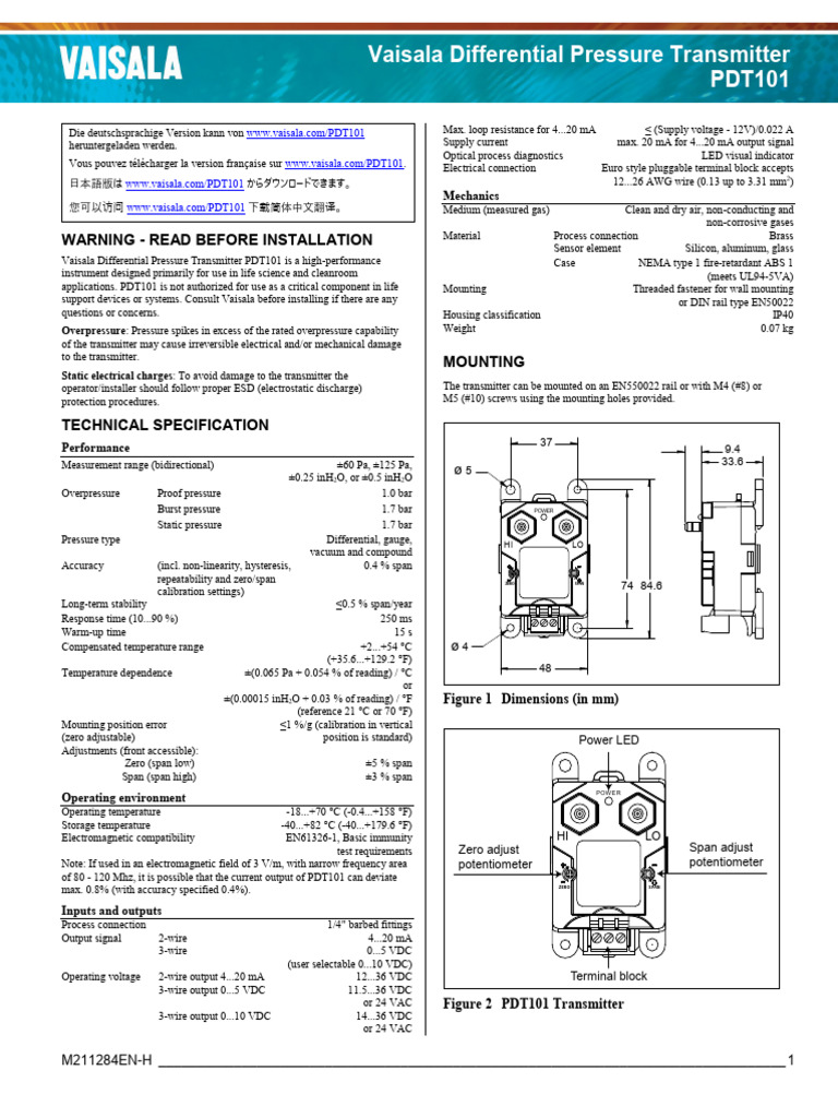 PDT101 Quick Guide M211284EN H | PDF