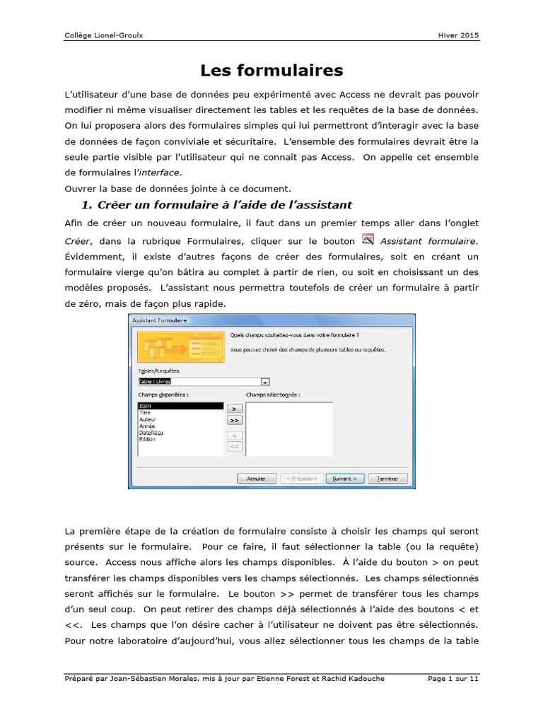 Création de formulaires Access simplifiée | PDF | Informatique | Logiciel