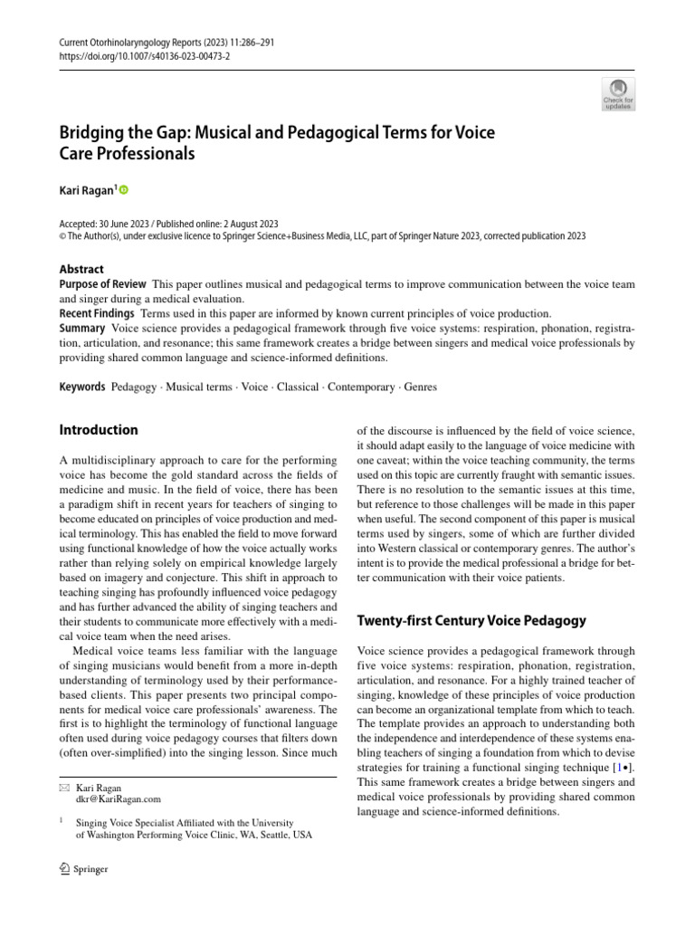Bridging The Gap-Musical and Pedagogical Terms For Voice Care ...