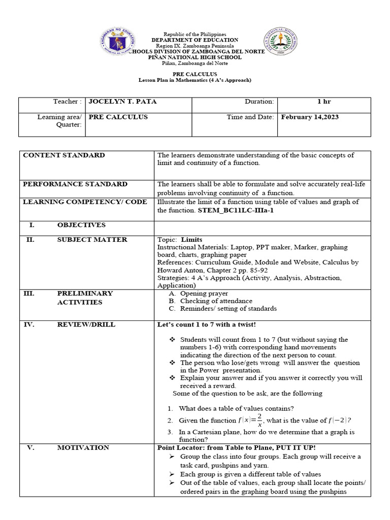 Cot Pre Cal January 18,2023-2 | PDF