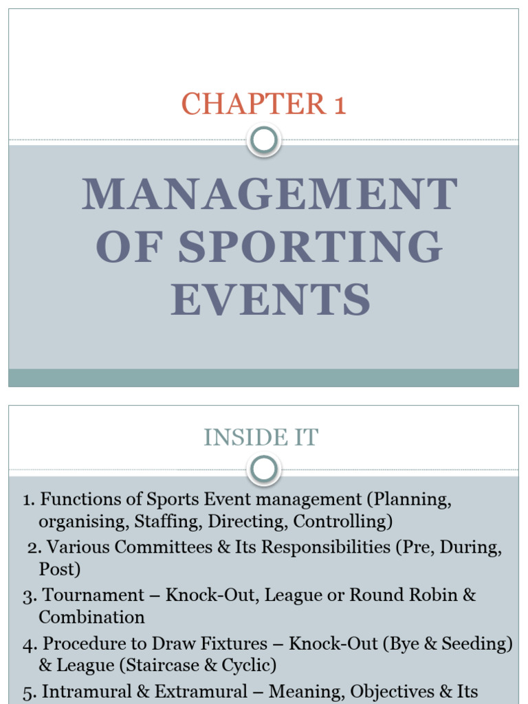 Sports Event Management Overview | PDF | Tournament | Sports