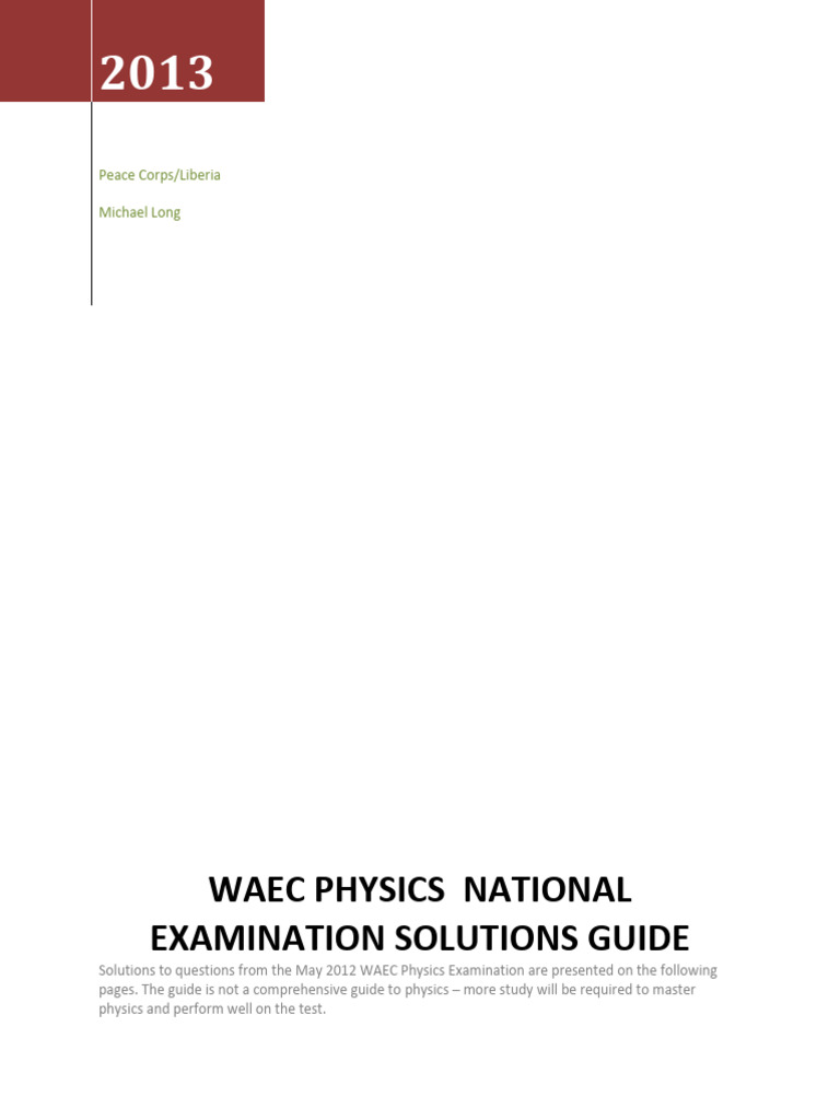 2012 Waec Physics Solutions Pdf Force Waves