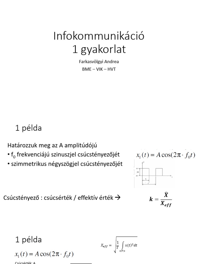 InfoCom 1gyak FvA | PDF