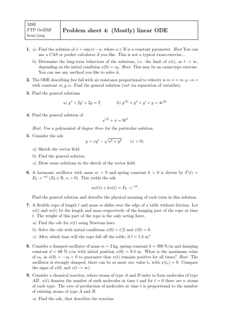 04 Ex Linear Ode | PDF