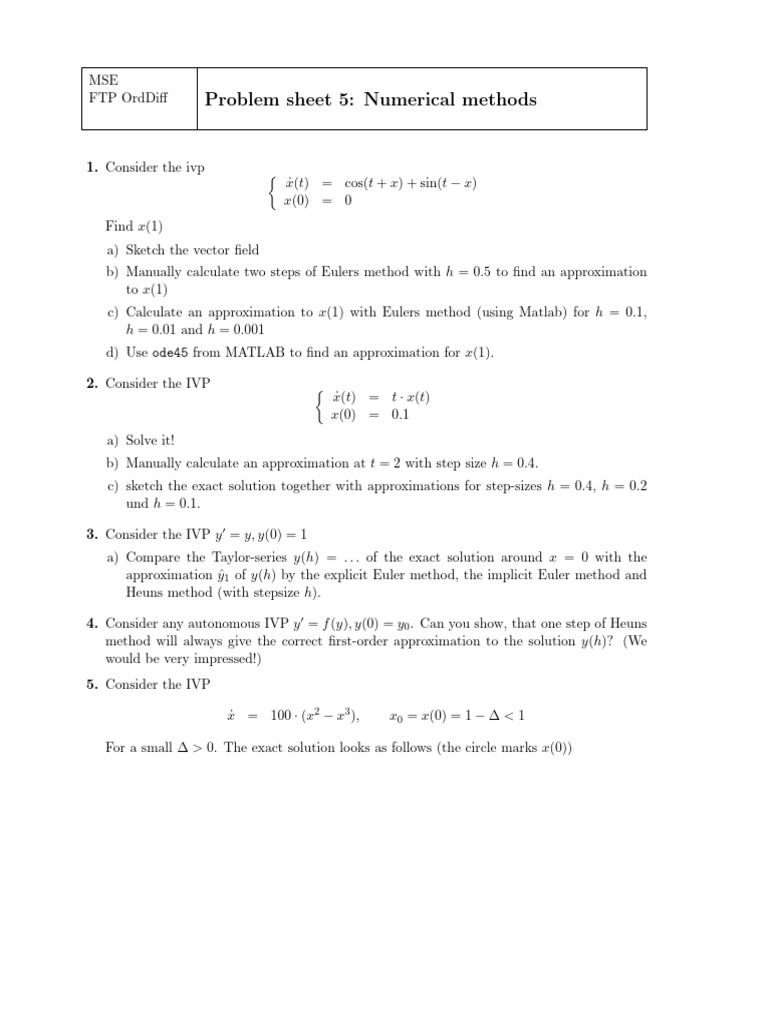 05 Ex Numerical Methods | PDF | Computational Science | Mathematics Of Computing