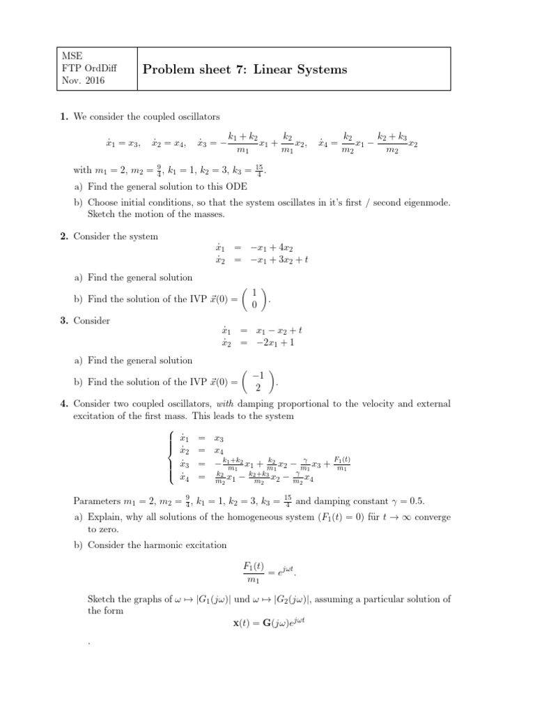 07 Ex Non Homogeneous Linear Systems | PDF | Eigenvalues And Eigenvectors | Exponential Function