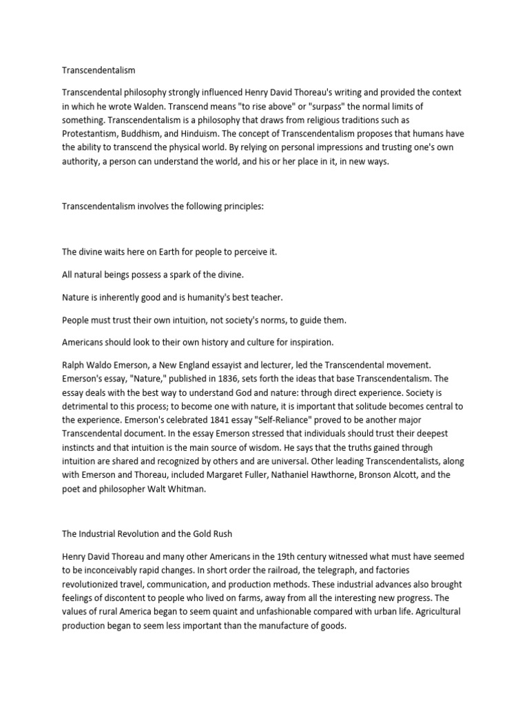 Transcendentalism | PDF | Transcendentalism | Ralph Waldo Emerson