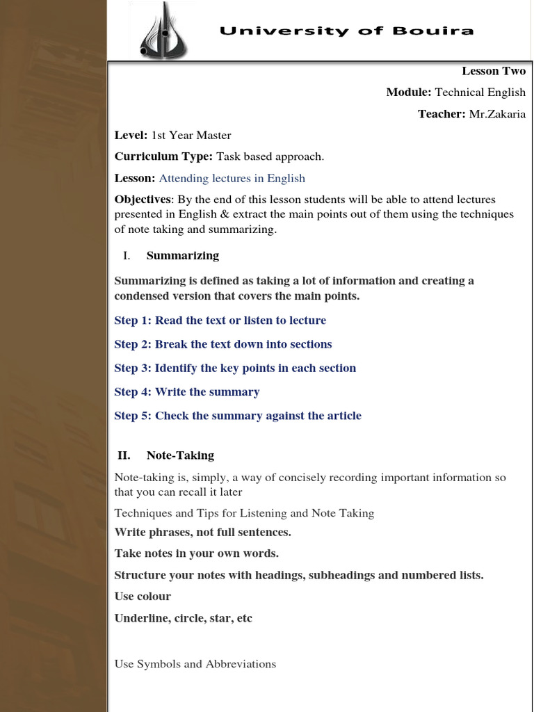 M1 Second Lesson | PDF