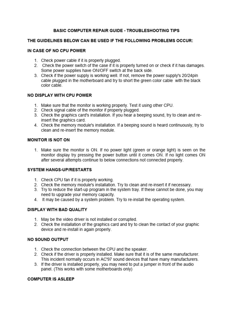 Basic TroubleShooting | PDF | Hard Disk Drive | Booting