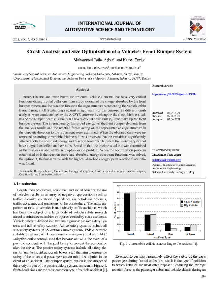 Crash Analysis Of Bumper Pdf Mathematical Optimization Finite