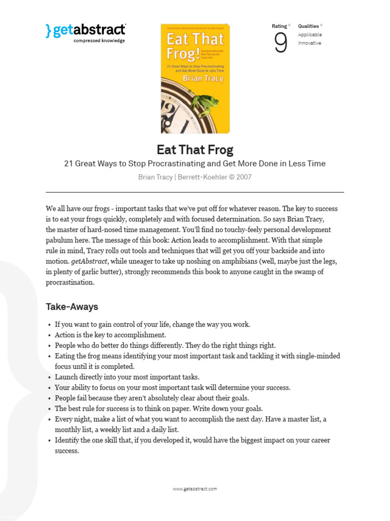 Eat That Frog Tracy en 1706 | PDF