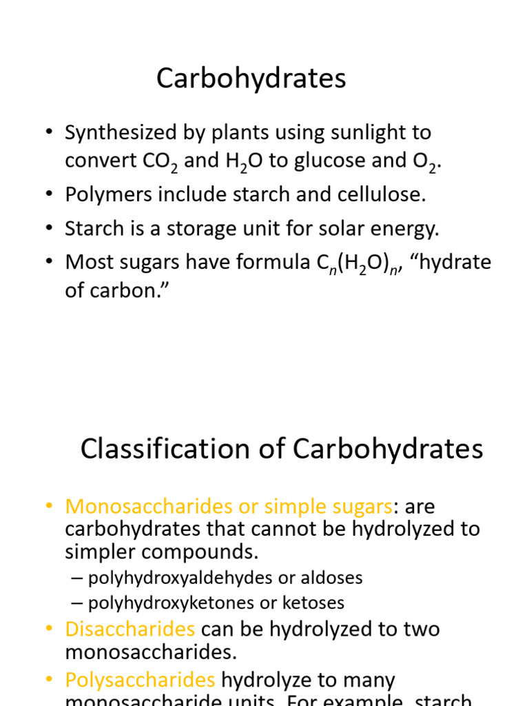 Chapter 4 Carbohydrates Handout | PDF | Carbohydrates | Glucose