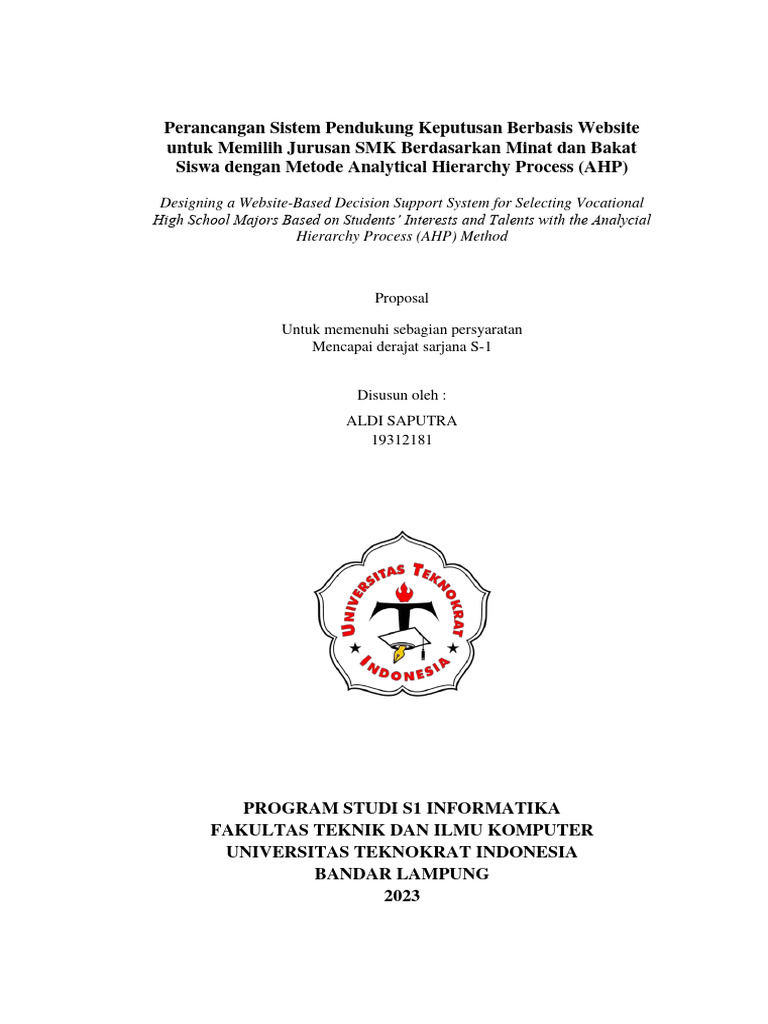 Proposal Aldi | PDF | Komputer