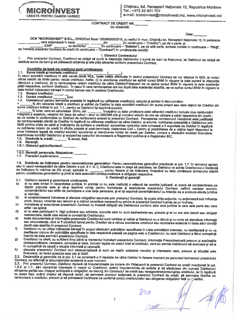 Model Contract de Credit PF | PDF