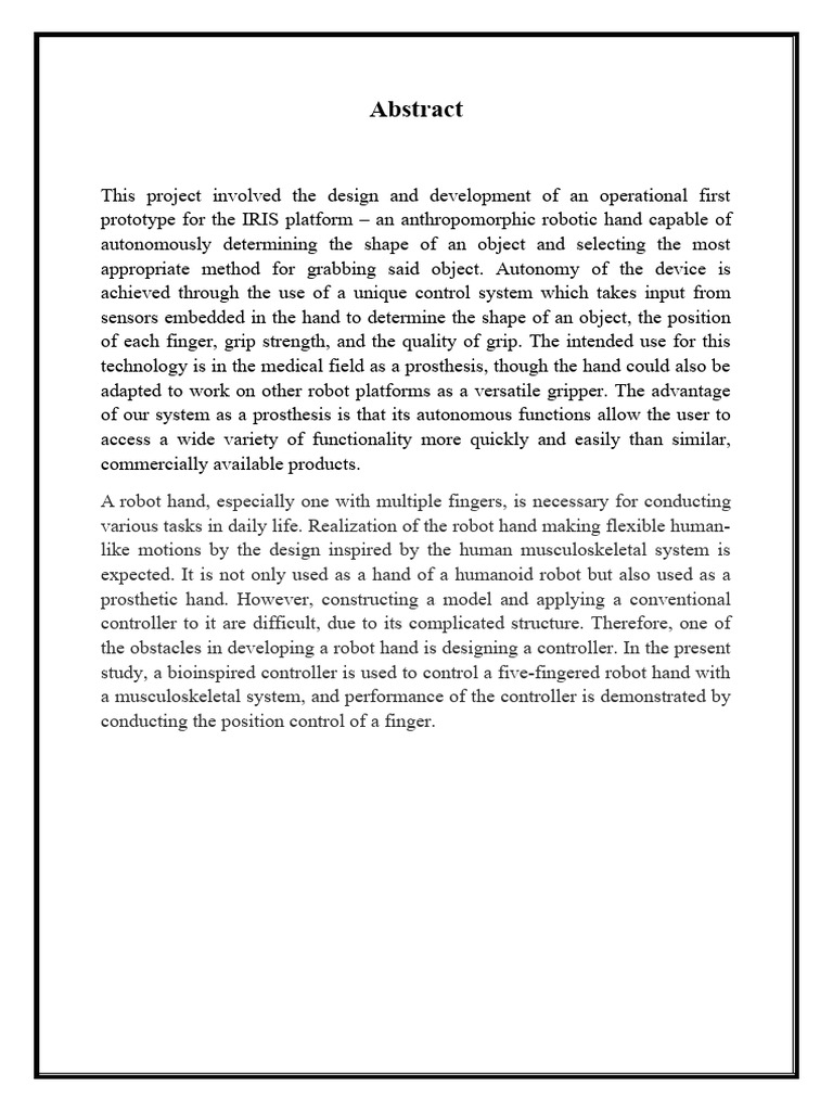 Autonomous Robotic Hand Prototype | PDF | Computers