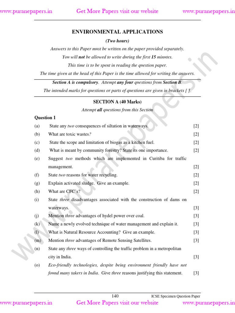 ICSE Class 10 Environmental Applications 2012 | PDF | Air Pollution ...