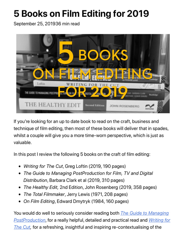 5 Books On Film Editing For 2019 | PDF | Books | Filmmaking