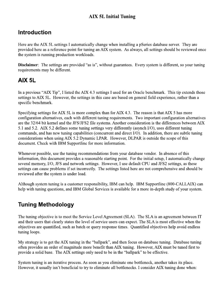AIX 5L Initial Tuning | PDF