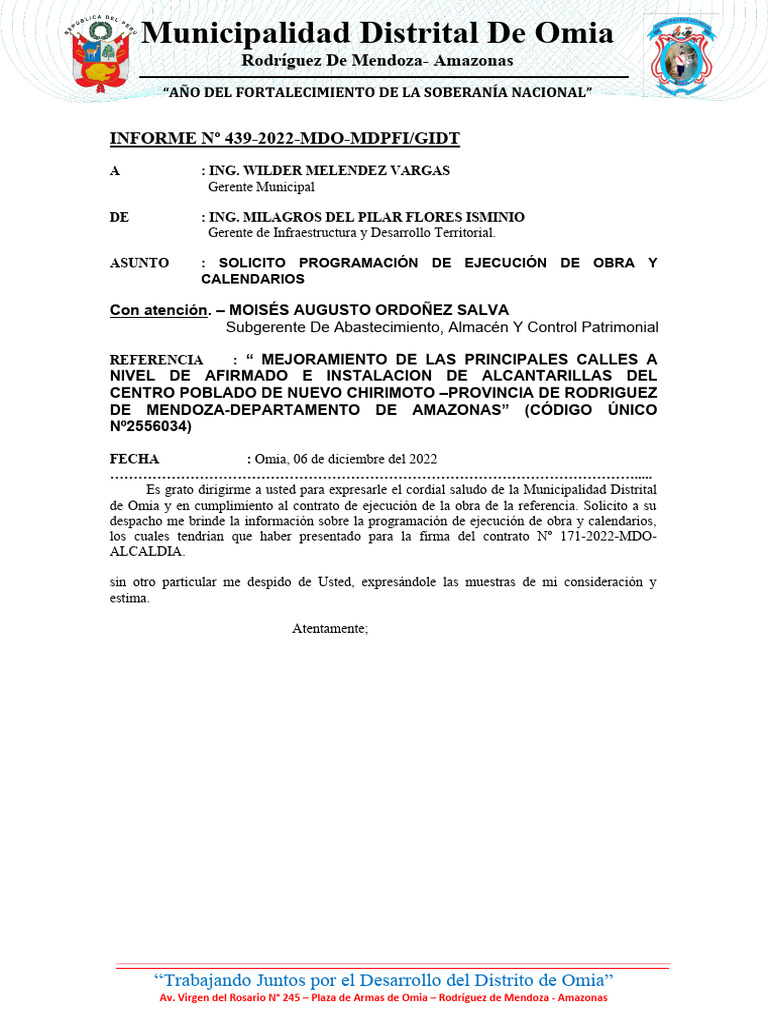 Solicitud de Programación de Obra | PDF