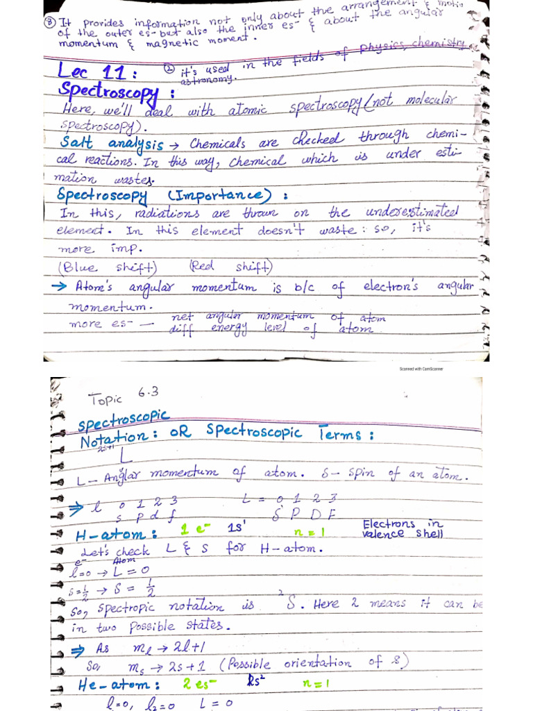 Atomic and Molecular Physics Notes | PDF