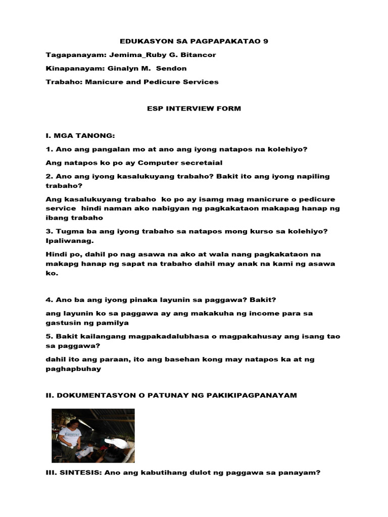 Esp Interview Form | PDF