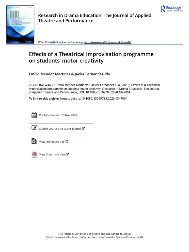 2020-Effects of A Theatrical Improvisation Programme On Students' Motor ...