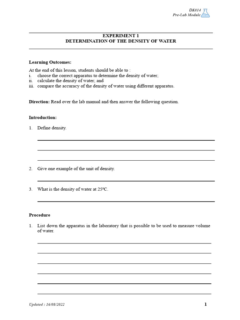 Pre Lab Question 2023 - DK014 | PDF | Titration | Chemistry