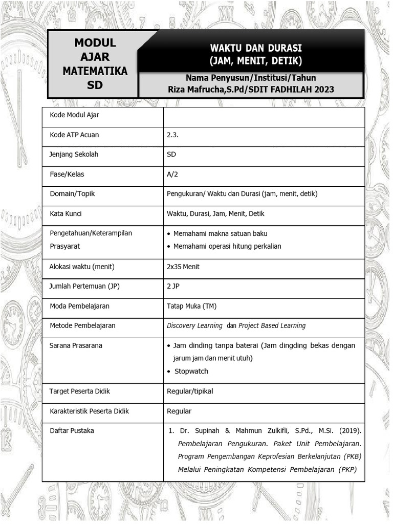 MODUL AJAR MATEMATIKA SD (RIZA MAFRUCHA, S.PD) | PDF